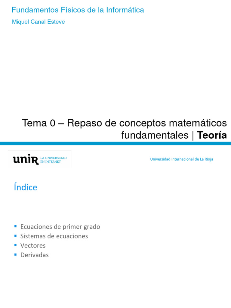 Tema 0 - Repaso de Conceptos Matematicos Fundamentales PRESENTACION | PDF