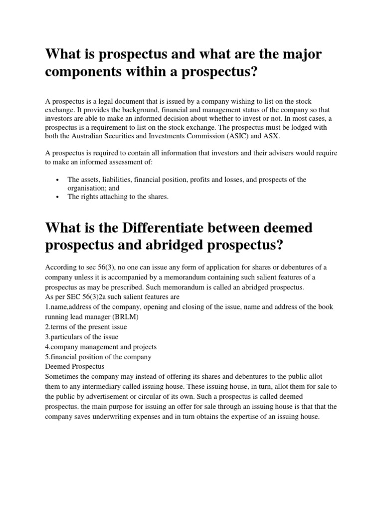 Prospectus | Prospectus (Finance) | Asset Backed Security