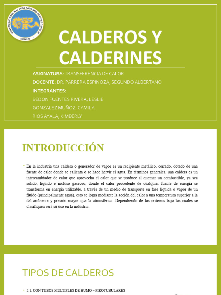 Tipos y Funciones de Calderos y Calderines | PDF | Calor | Agua