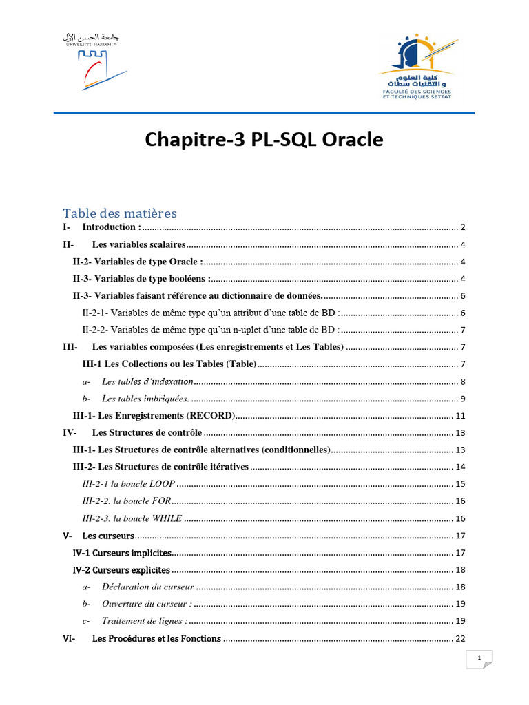 Chapitre-3 PL SQL | PDF | Langage de programmation | Paramètre ...
