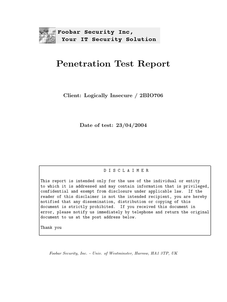 Penetration Test Report | Download Free PDF | World Wide Web | Internet ...