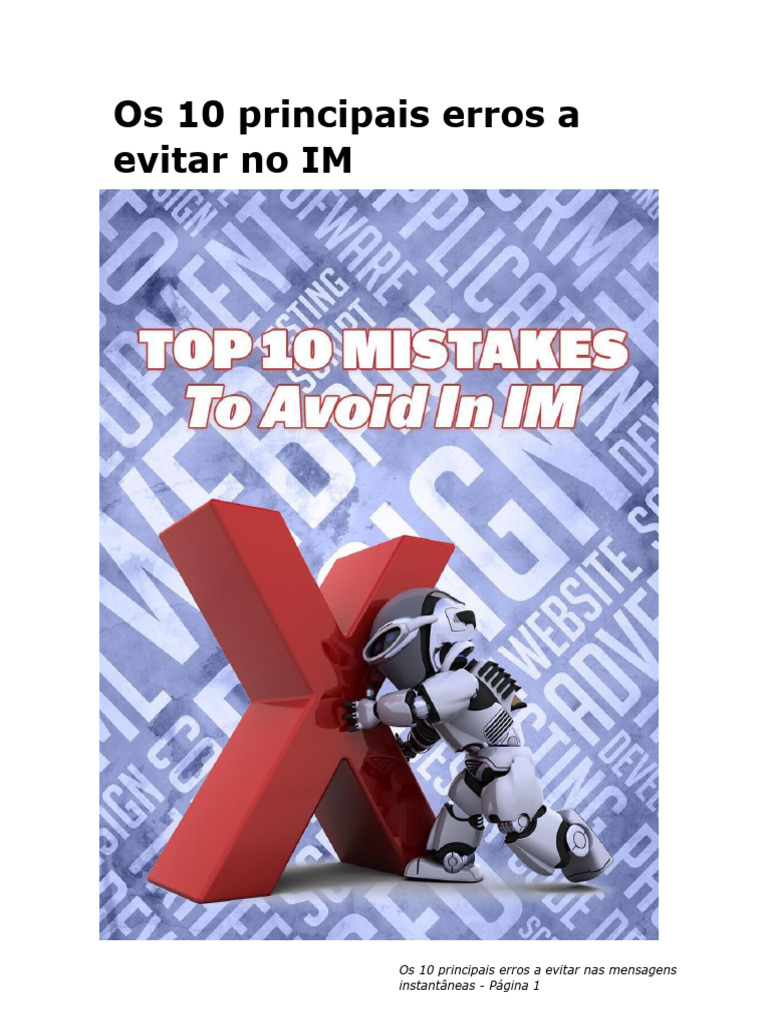 Os 10 Principais Erros A Evitar No IM | PDF | Marketing | SEO Os 10 Principais Erros A Evitar No IM | PDF | Marketing | SEO