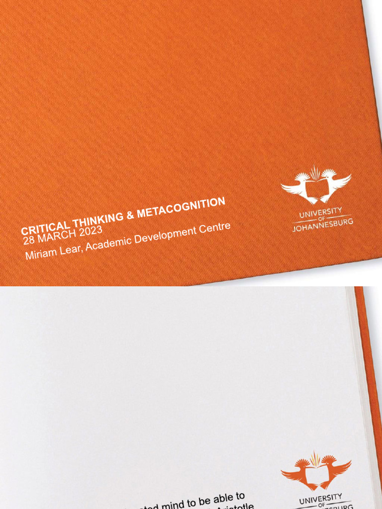 Critical Thinking And Metacognition Pdf Metacognition Critical Thinking