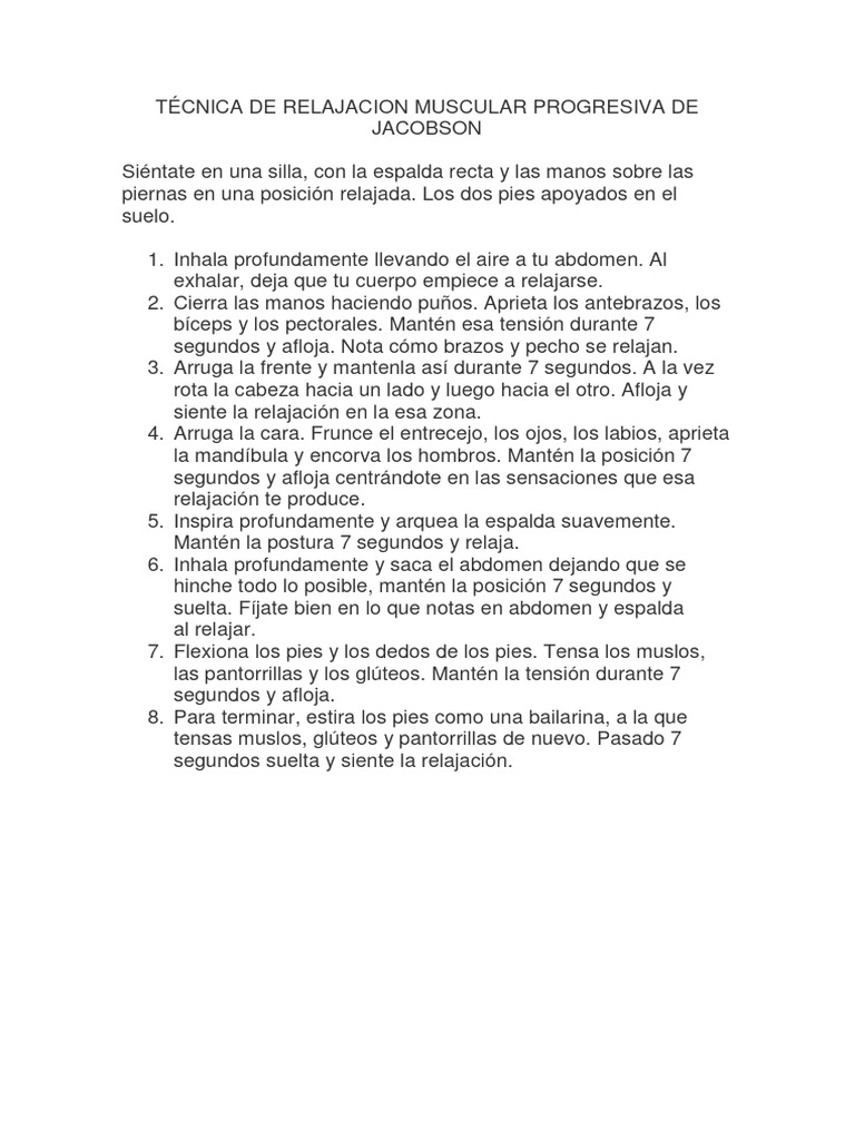 Relajación Muscular Progresiva | PDF