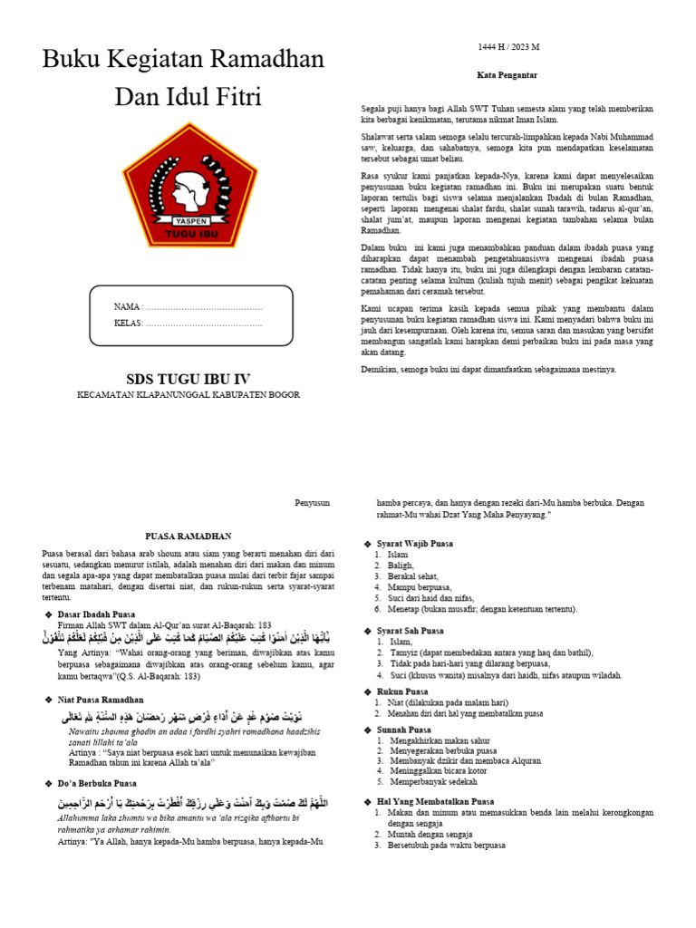 Buku Ramadhan Tugib 2023 | PDF