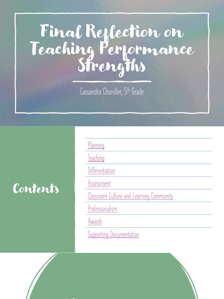 final reflection on teaching performance strengths | PDF | Educational ...