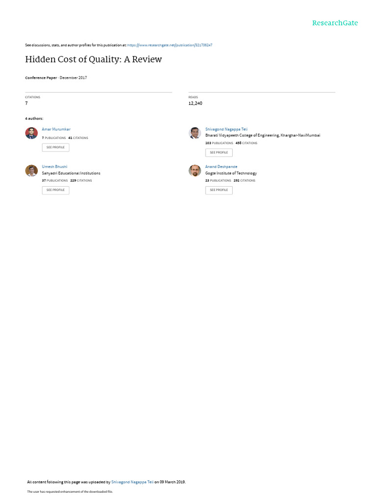 Hidden Cost of Quality Review | PDF | Six Sigma | Production And ...