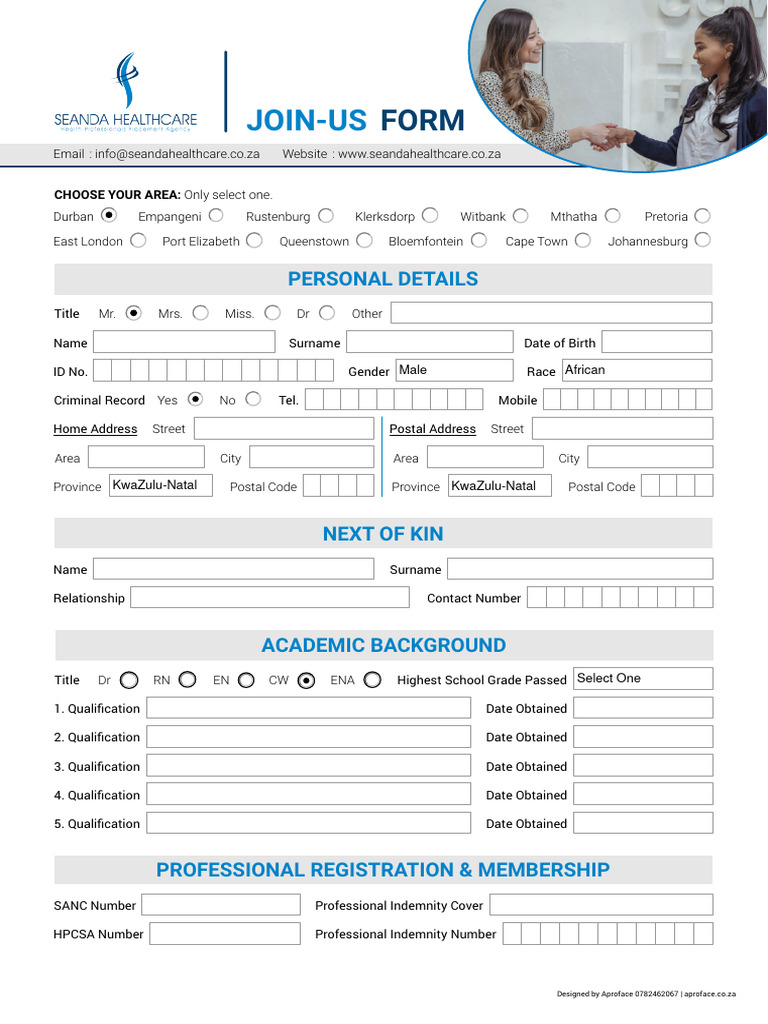 Join Us Form | PDF | Health Care | Medical Specialties