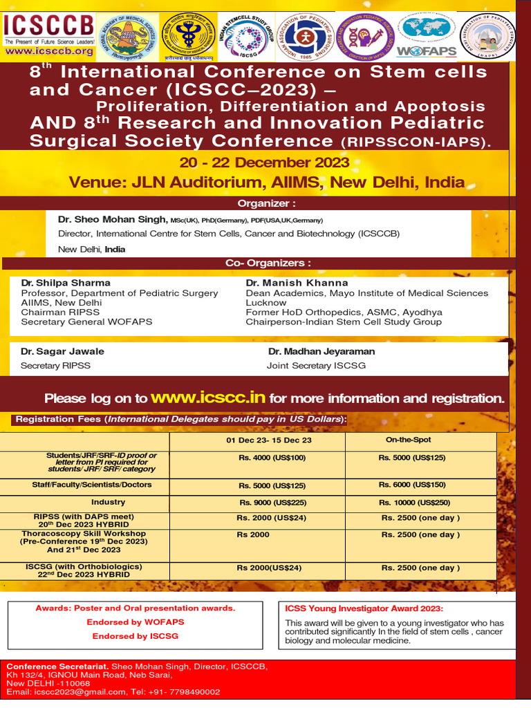 8th Stem Cell and Cancer Conference AIIMS Delhi | PDF | Medicine | Health Care