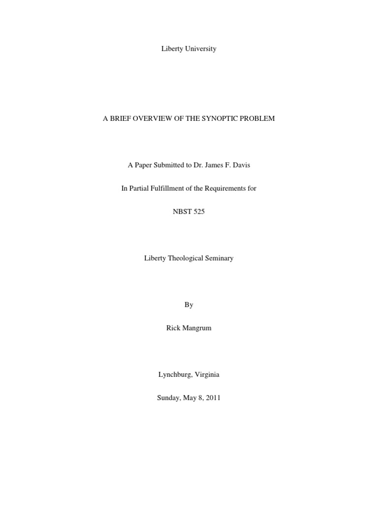 The Synoptic Problem | Download Free PDF | Gospel Of Mark | Gospels