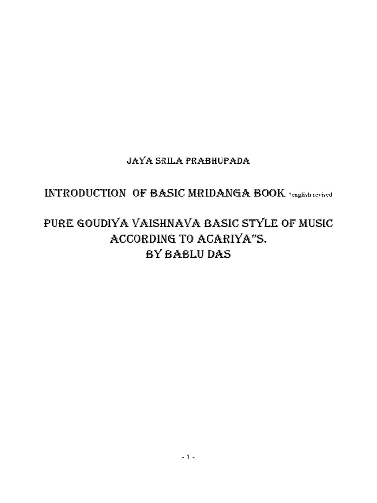 Introduction of Basic Mridanga Book by Bablu Das Kopie | Download Free PDF | Vaishnavism