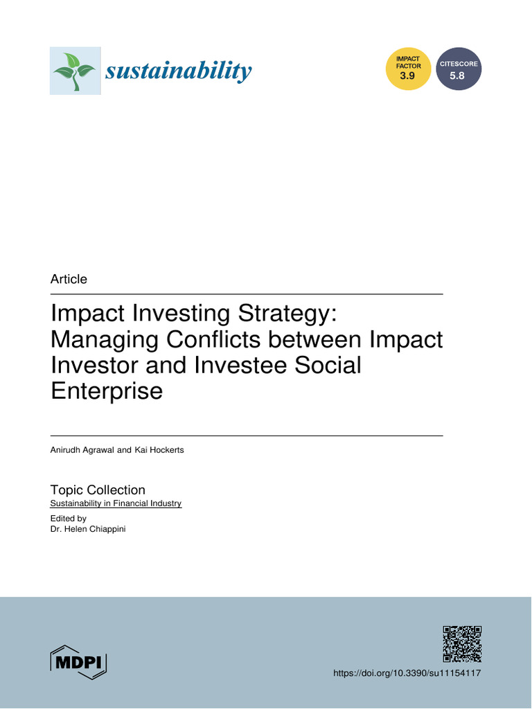 Impact Investing Strategy Managing Conflicts between Impact Investor ...