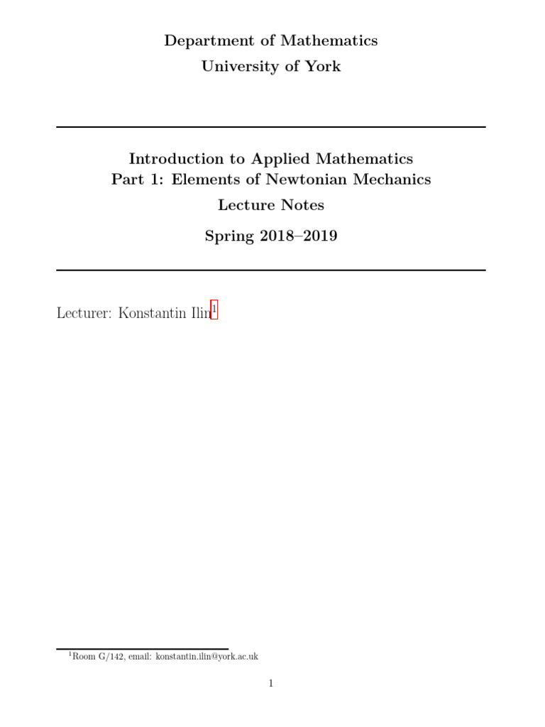 Applied Mathematics Part 1 Notes | PDF | Newton's Laws Of Motion | Momentum