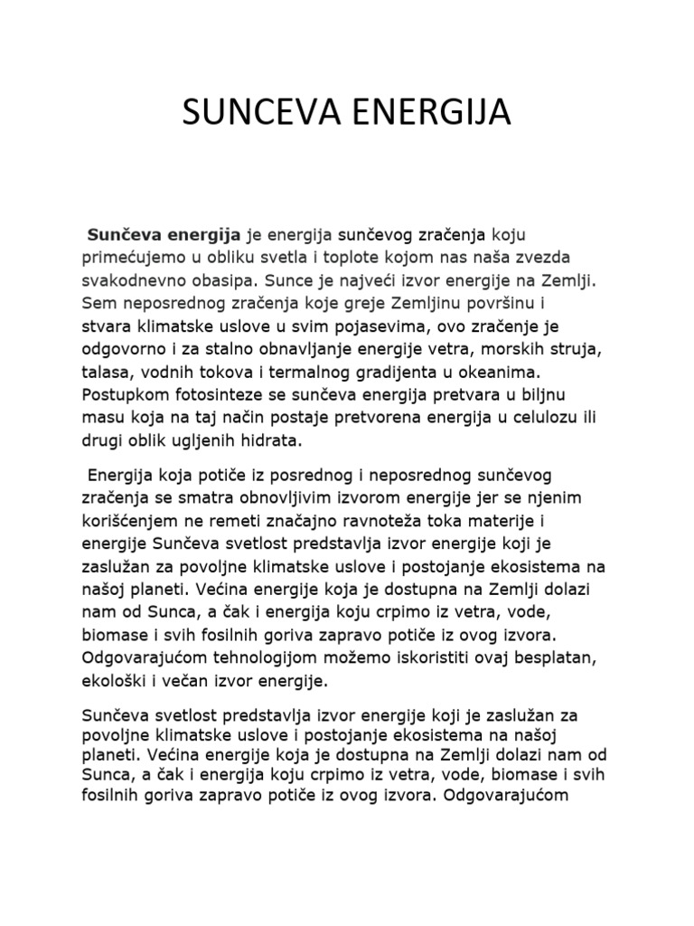 Sunceva Energija | PDF