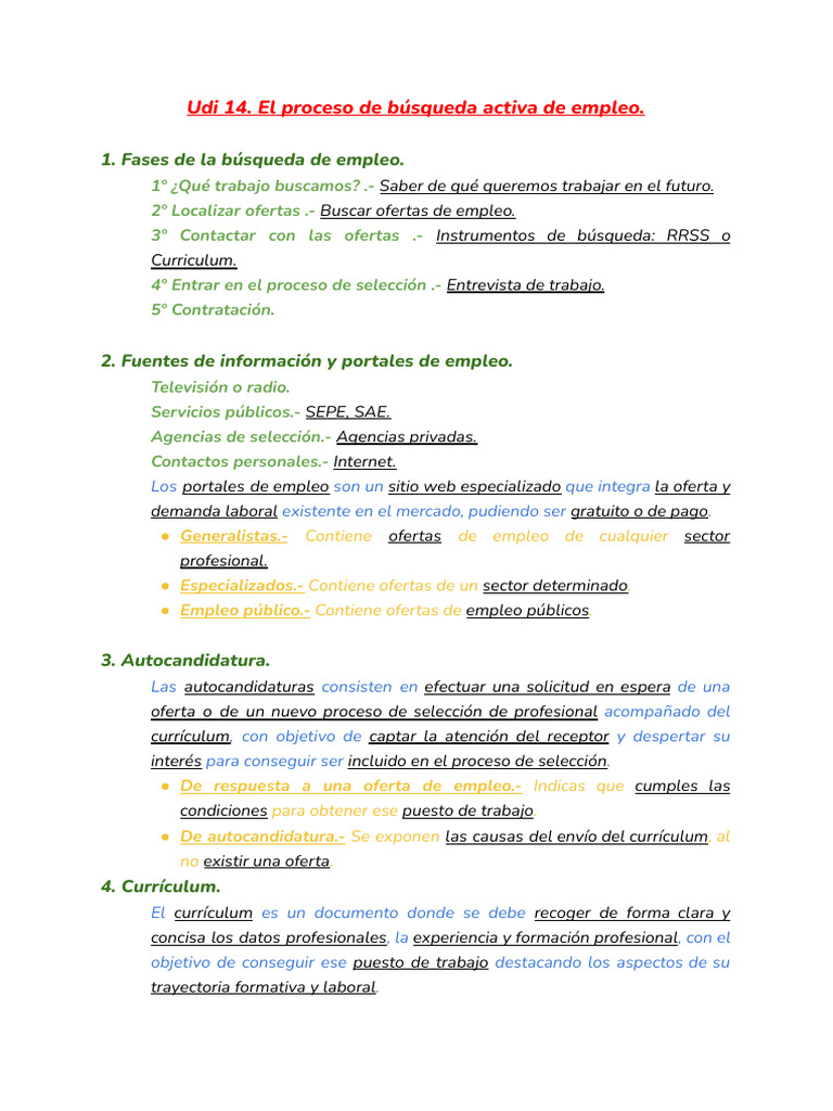 Udi 14. El Proceso de Búsqueda Activa de Empleo. | PDF | Plan de estudios | La búsqueda de empleo