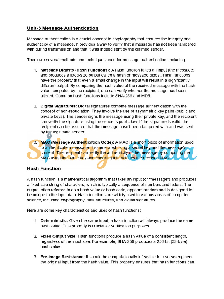 Unit 3 Message Authentication | PDF | Algorithms | Error Detection And Correction