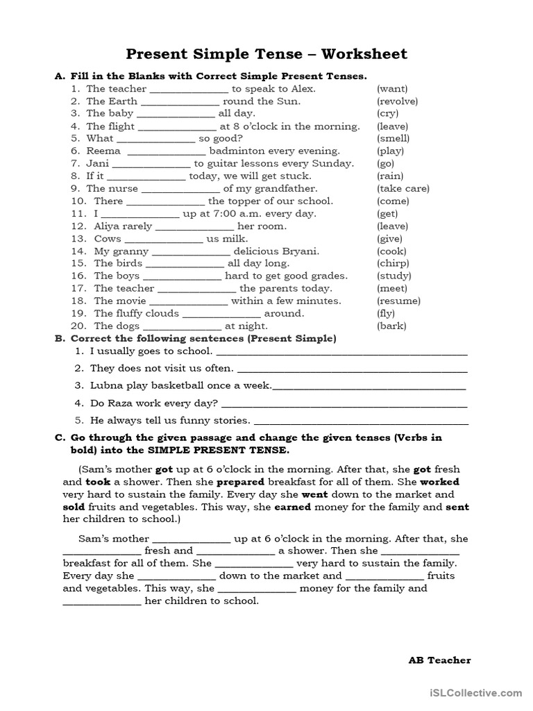 Present Simple Tense | PDF | Grammar | Linguistics