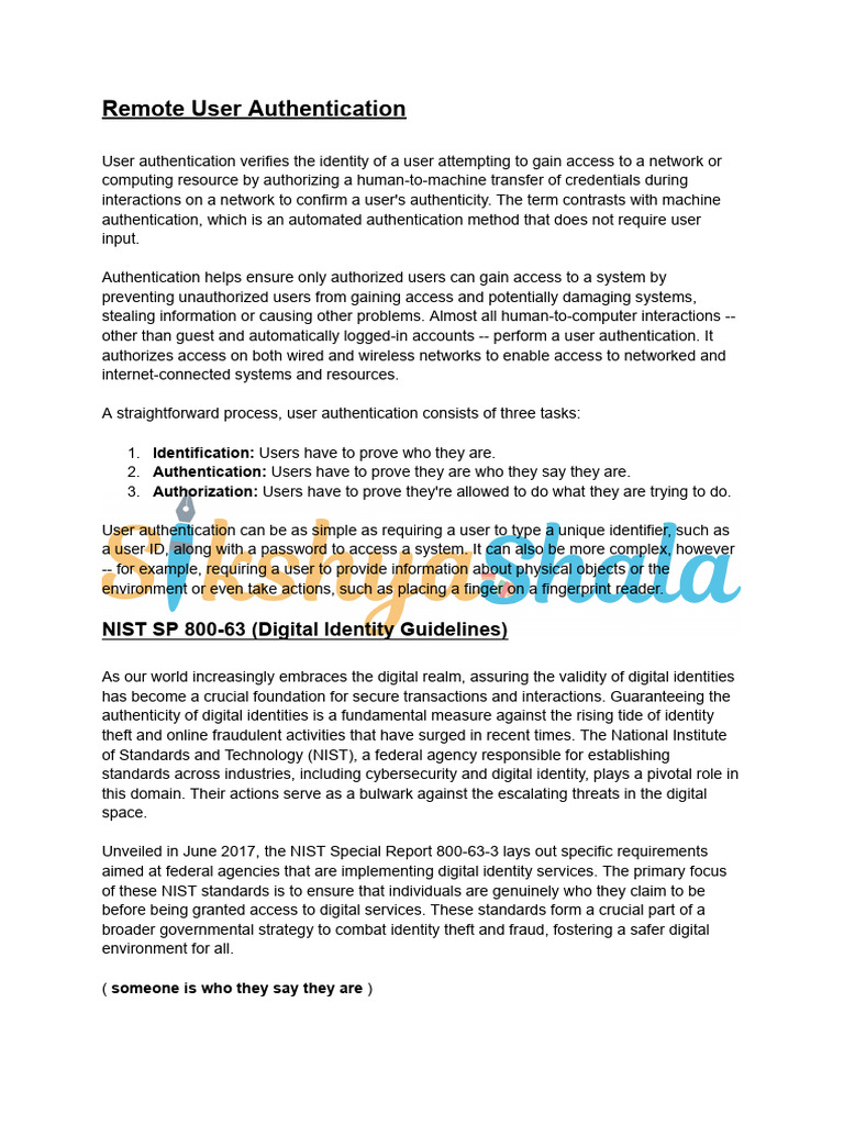 Unit 4 User Authentication | PDF