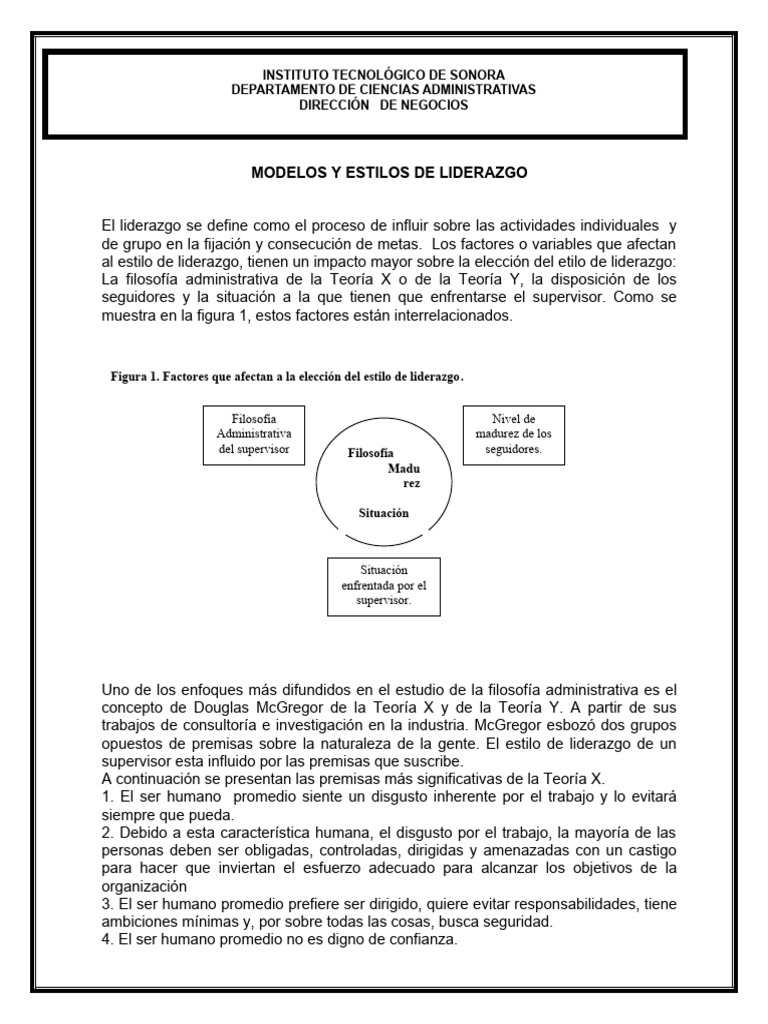 LECTURA 5uc2 MODELOS Y ESTILOS DE LIDERAZGO | PDF