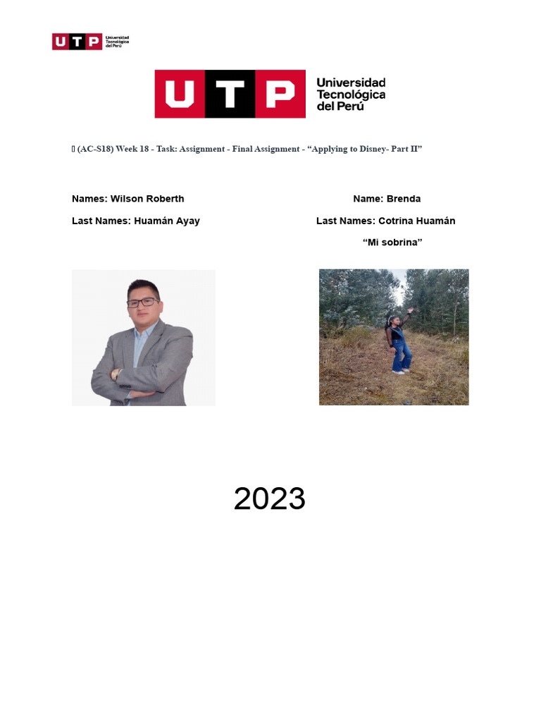 ? (AC-S18) Week 18 - Task Assignment - Final Assignment - "Applying To Disney - Part II" | PDF