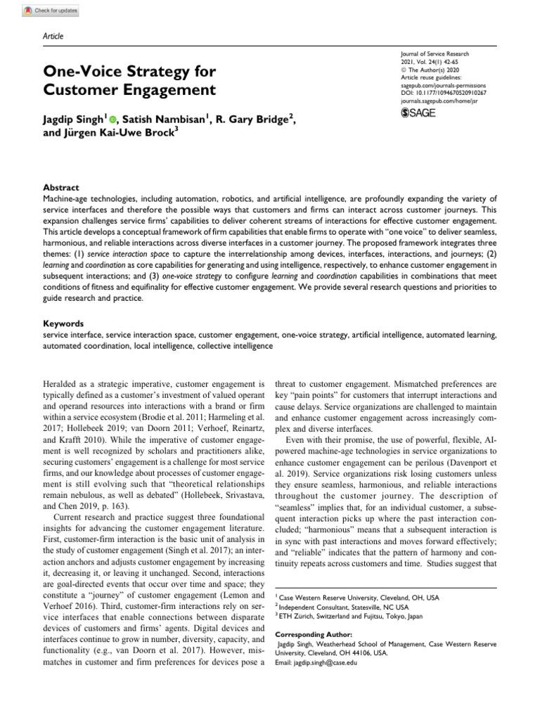 Singh Et Al (2021) One Voice Strategy | PDF | Customer Relationship ... Singh Et Al (2021) One Voice Strategy | PDF | Customer Relationship ...