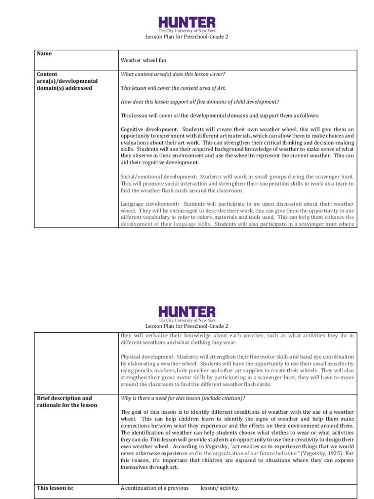 Weather Lesson Plan 3 | PDF | Lesson Plan | Reading Comprehension