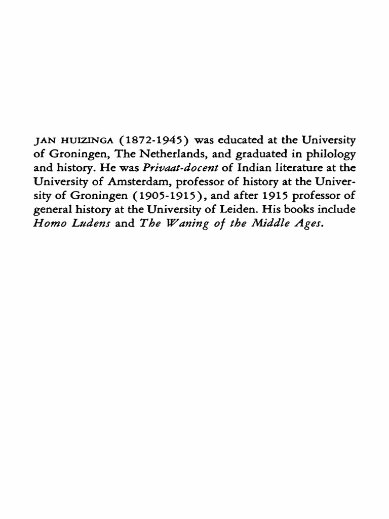 Huizinga - in The Shadow of Tomorrow | PDF | Knowledge | Thought