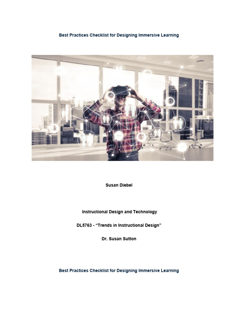 Susan Diebel-Best Practices Checklist For Designing Immersive Learning 1 | PDF | Augmented ...