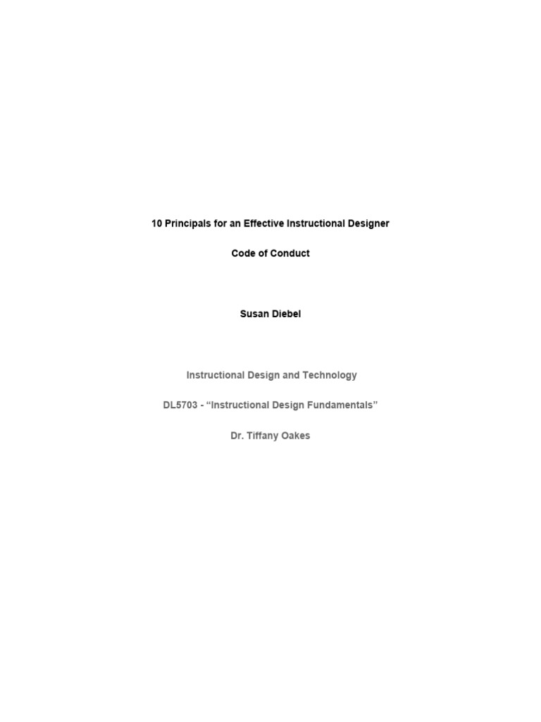10 Principles For An Instructional Designer - Code of Conduct | PDF