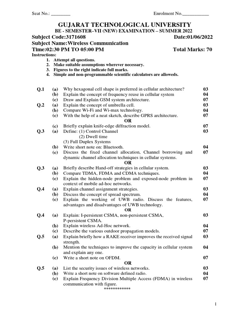 3171608-BE-SUMMER-2022 | PDF | Cellular Network | Computer Engineering
