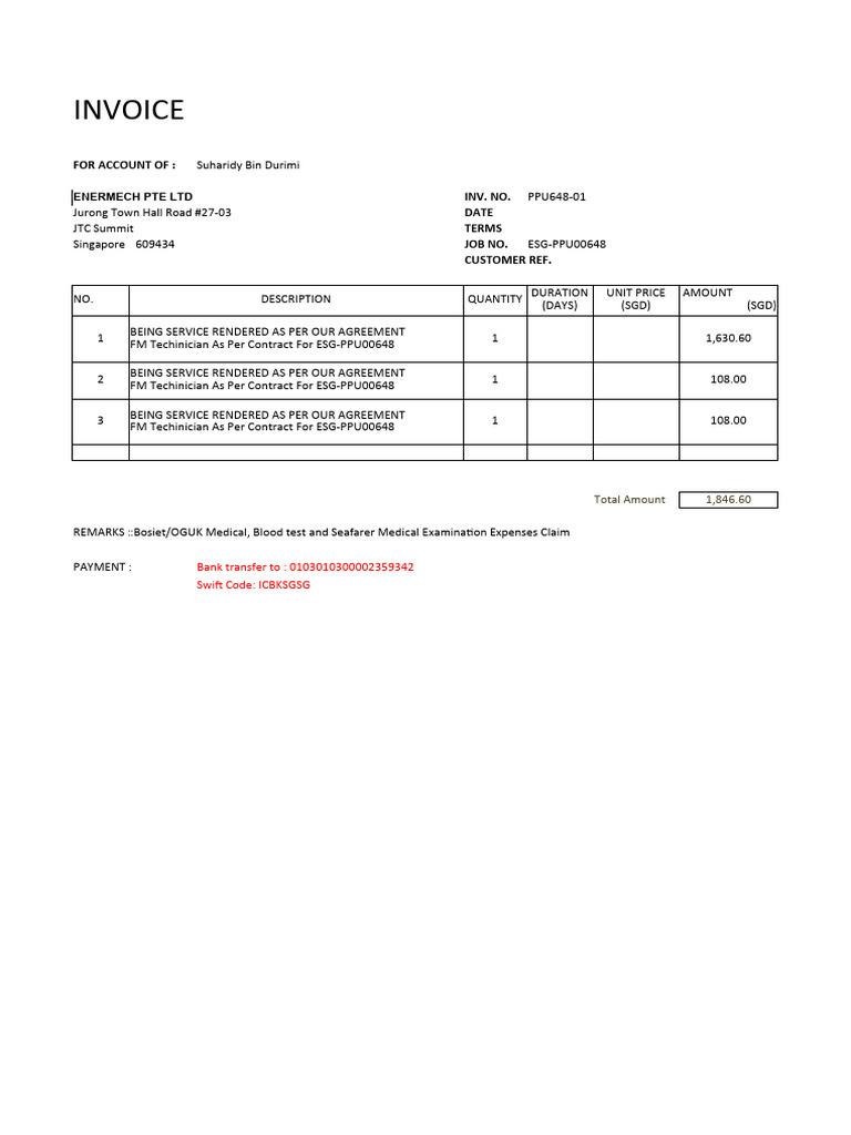 Engineering Services Invoice Template | PDF | Technology & Engineering