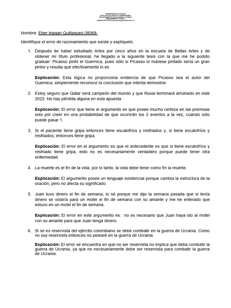 Falacias Formales - Taller | PDF | Argumento | Roger Federer