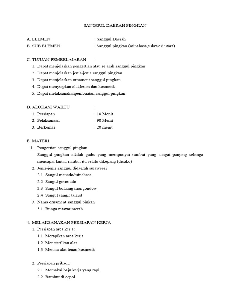 Panduan Sanggul Pingkan Minahasa | PDF | Seni & Disiplin Bahasa ...