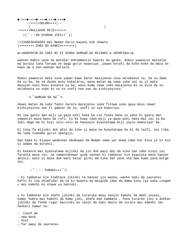 Mallakar Miji Da Gyaran Jiki (1) - 2 | PDF