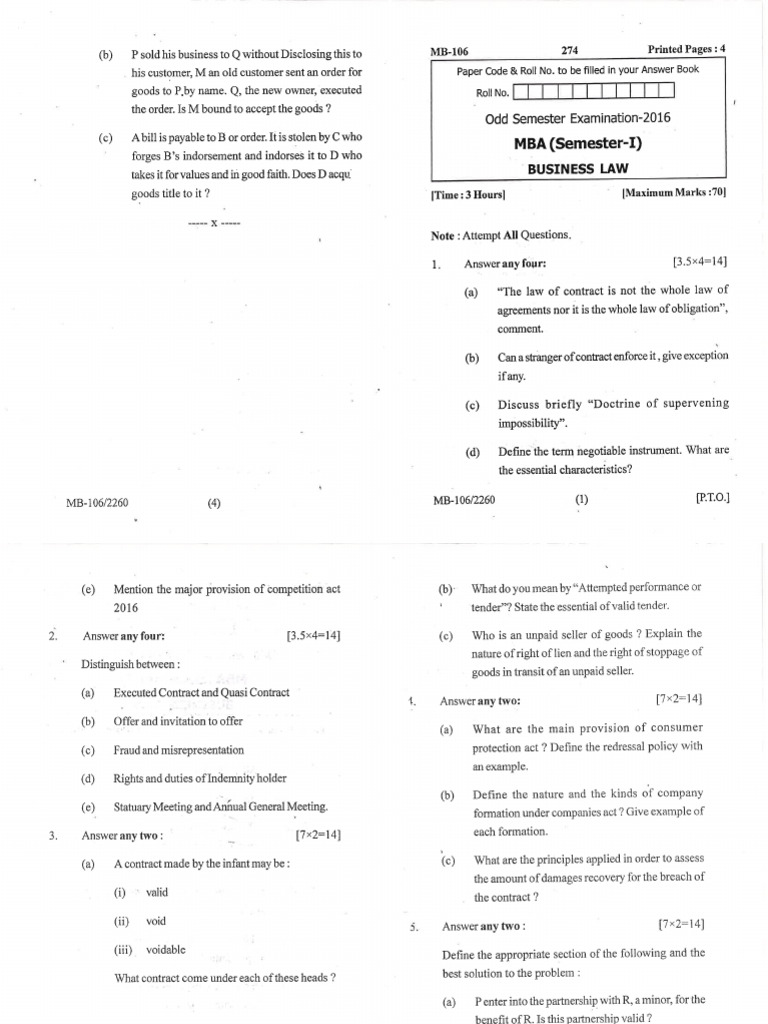 Business Law (BL-MB 106) | PDF