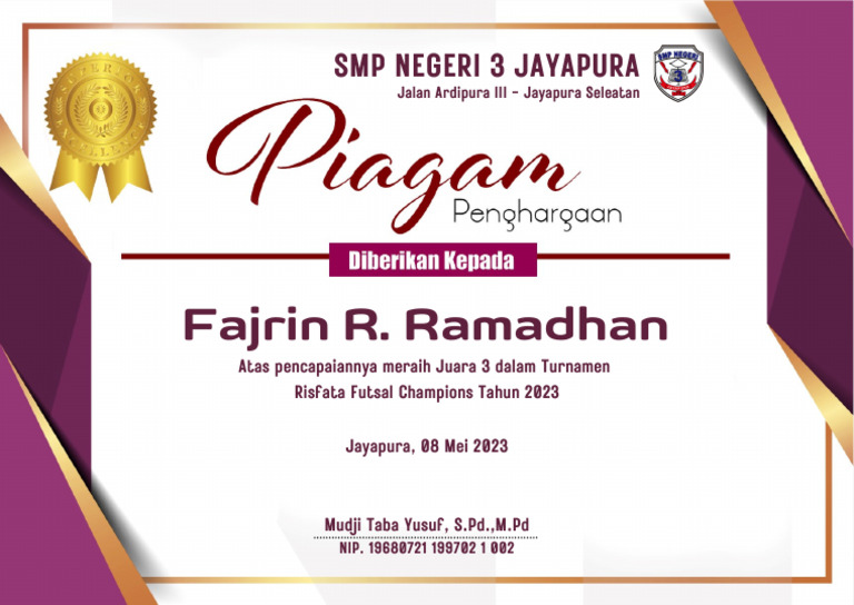 Piagam Futsal Spenthree | PDF