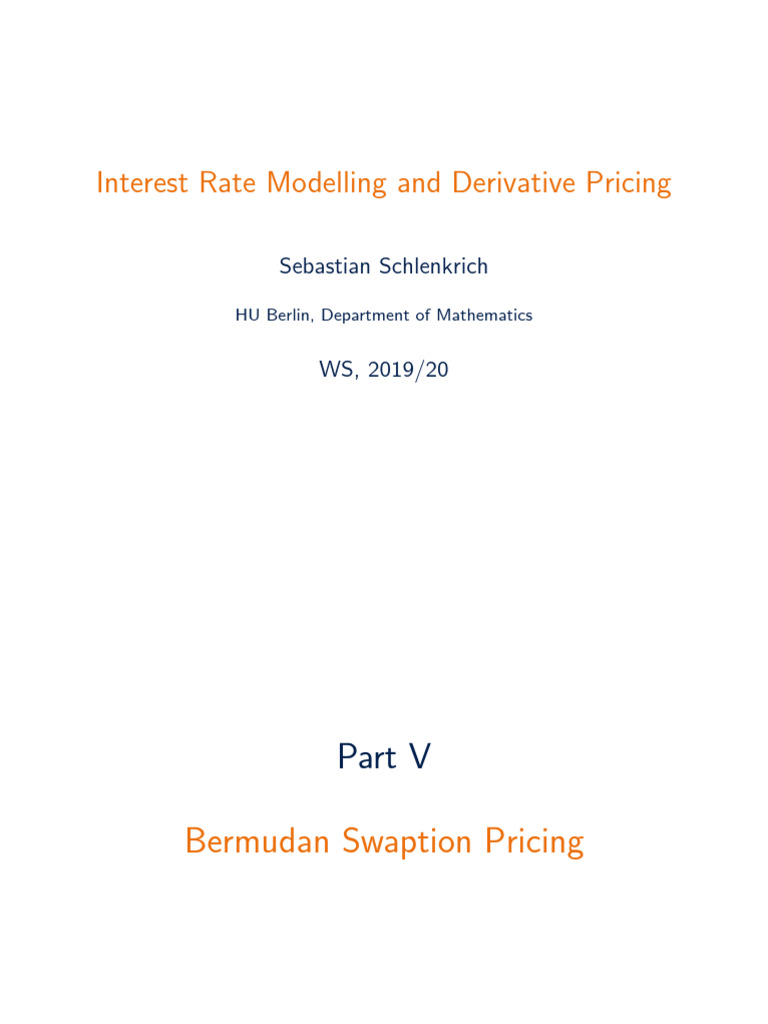 Bermudan Swaption Pricing Guide | PDF | Integral | Normal Distribution