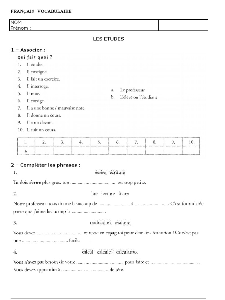 Vocabulaire Etudes | PDF | Arts du langage et discipline | Art