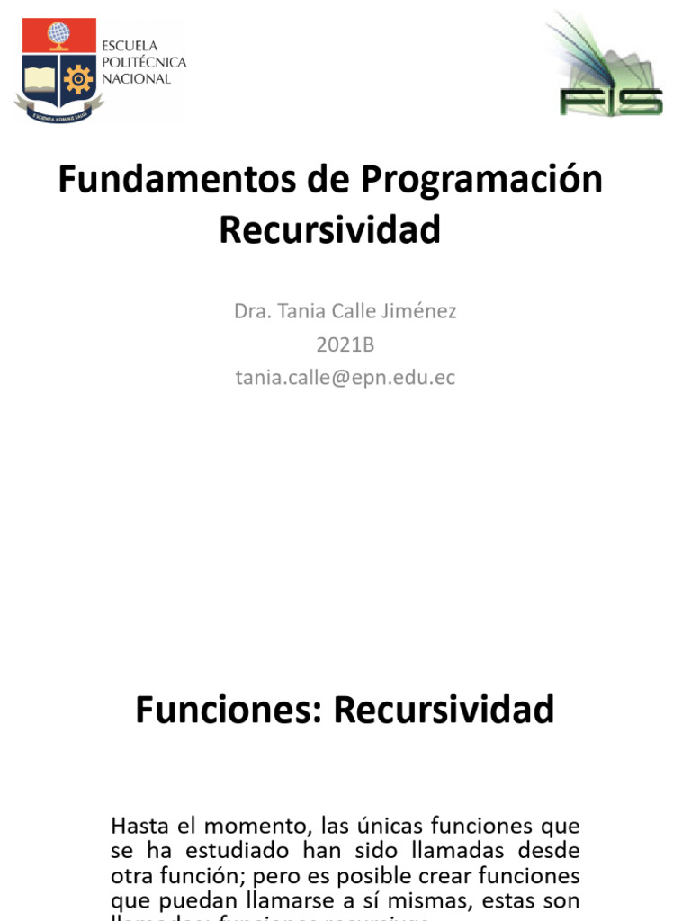 Programación I Capítulo 3 Recursividad | PDF | División (Matemáticas ...