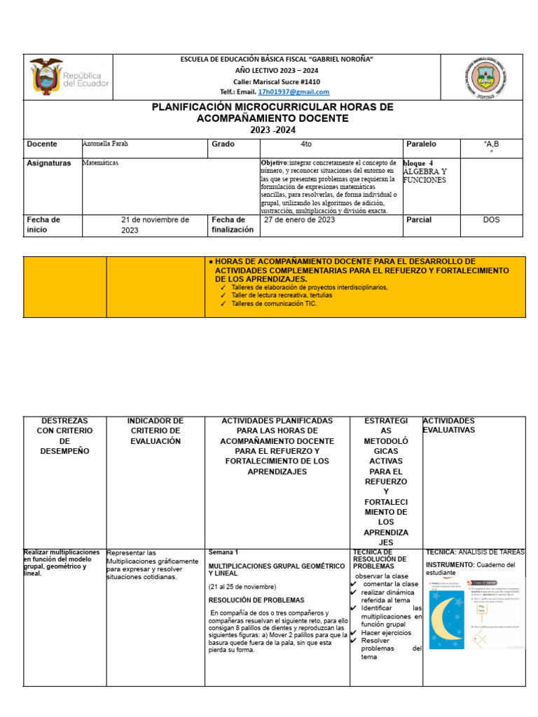 PLANIFICACION DE ACOMPAN AMIENTO 2do PAR. - Ejemplo | PDF | Matemáticas | Metrología