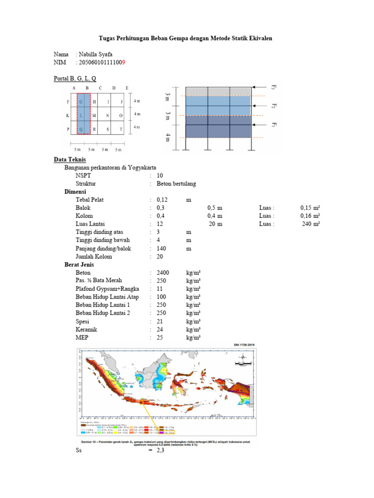 Perhitungan Beban Gempa Dengan Metode Statik Ekivalen | PDF | Sains & Matematika