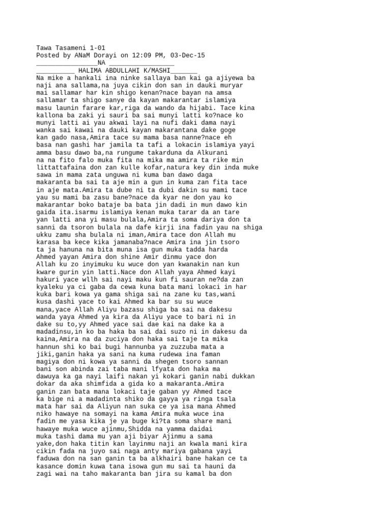 Tawa Ta Sameni 1-1 | PDF