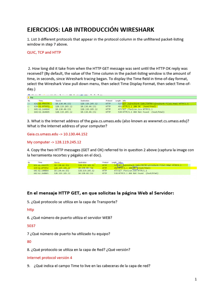 LAB WIRESHARK INTRO EJERCICIOS II - v1 | PDF | Protocolos de internet | Ciencias de la Computación