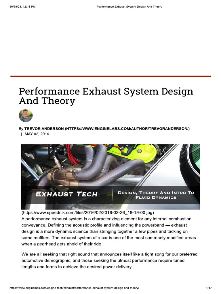 Performance Exhaust System Design and Theory | PDF