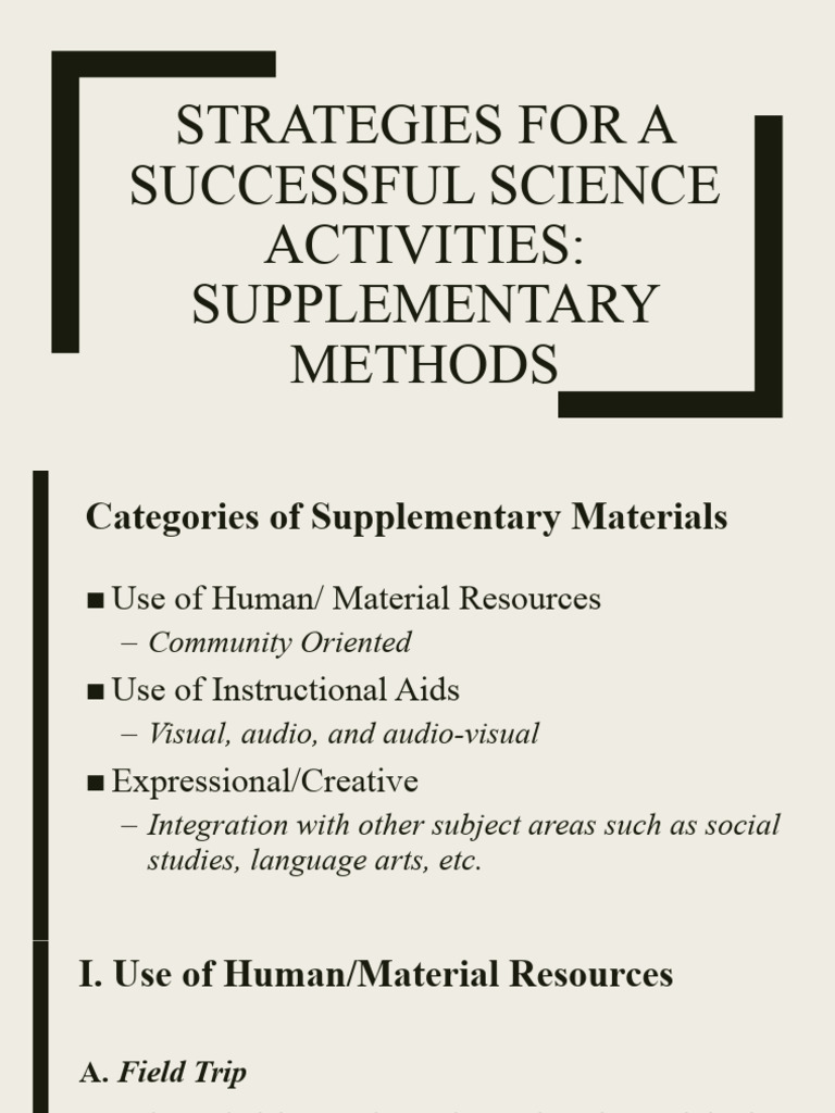 Lesson 9 Strategies For A Successful Science Activities | PDF ...