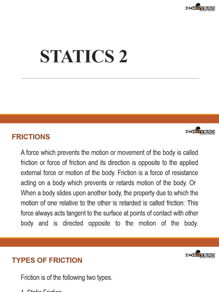 Statics 2 | PDF | Friction | Force