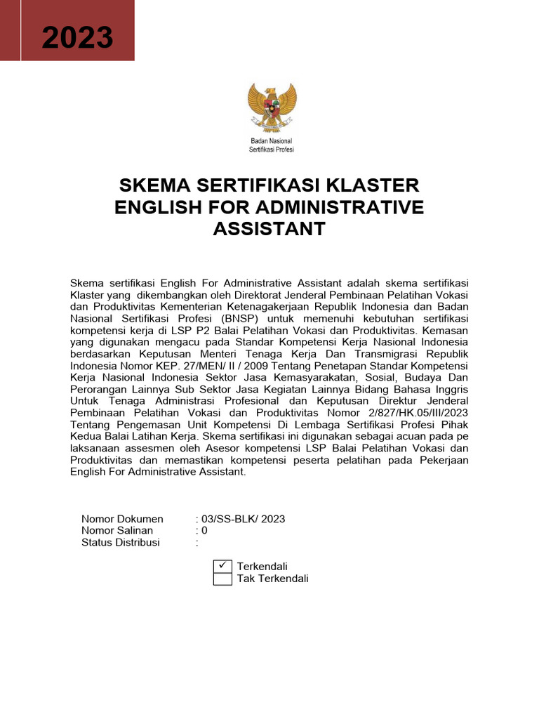 Skema Sertifikasi English Admin | PDF | Bisnis | Pengelolaan Keuangan ...