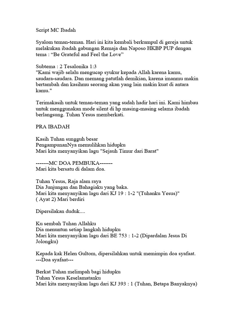 Script MC Ibadah | PDF
