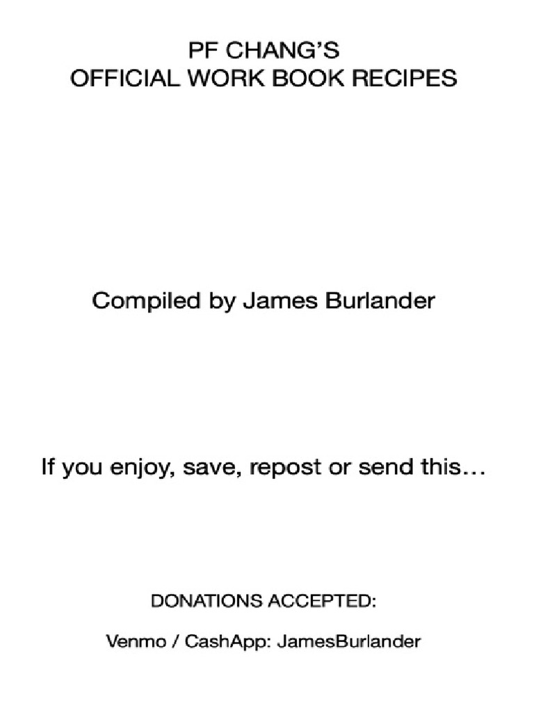 PF Chang's Recipe Workbook | PDF