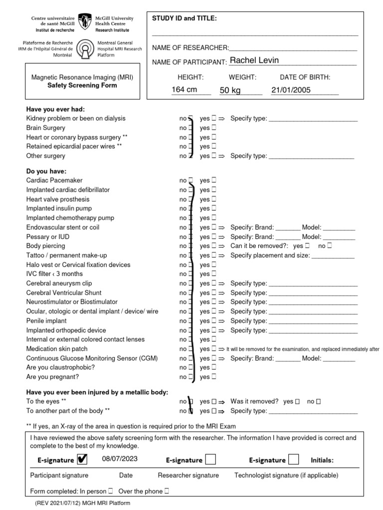 MRI Screening | PDF | Heart | Artificial Cardiac Pacemaker